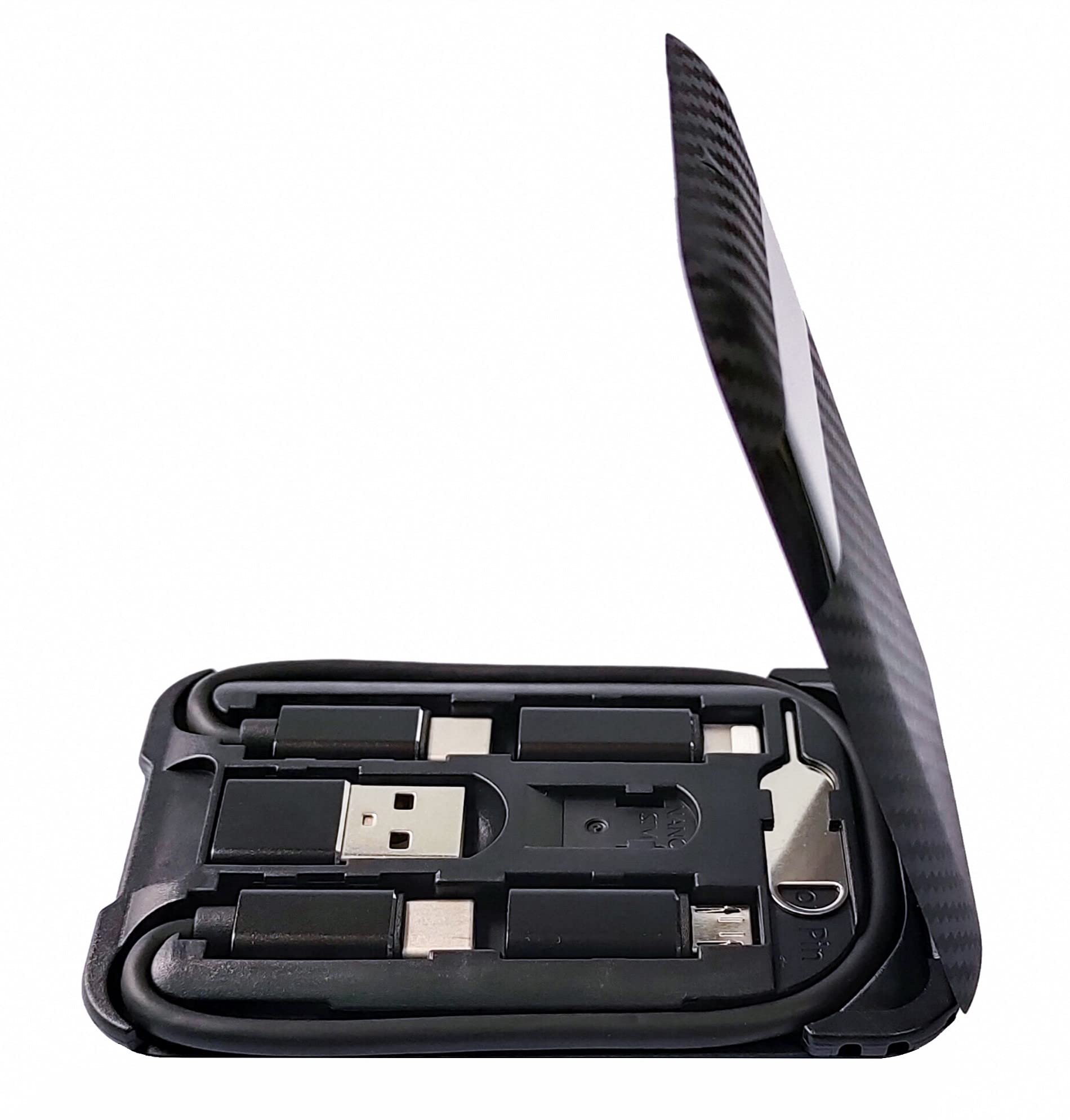 Cable-Card USB C to C Charging/Data Transfer Cable with 3 Connectors Adapter Type C to USB A/Micro USB/Light 8P Adapter Compatible with iOS/Micro USB and Type-C Devices