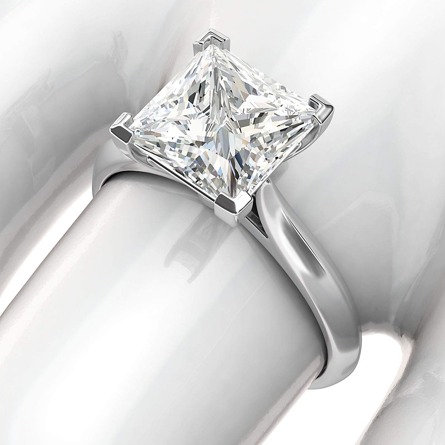 14k White Gold Square 8mm Simulated Princess Cut Diamond Engagement Ring Knife Edge Promise Bridal Ring (6)