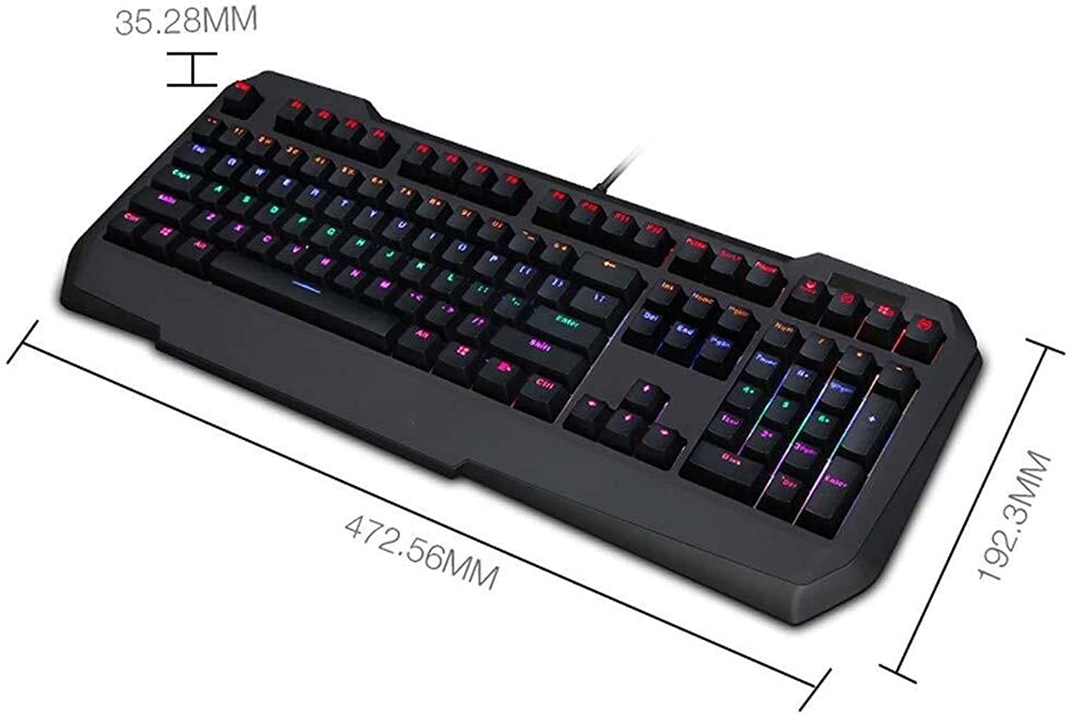 MUMUJJ Mechanical Wired E-Sports Gaming Keyboard, RGB Mixed Backlit, Full-Size Without Conflict for Office Typing and Gaming