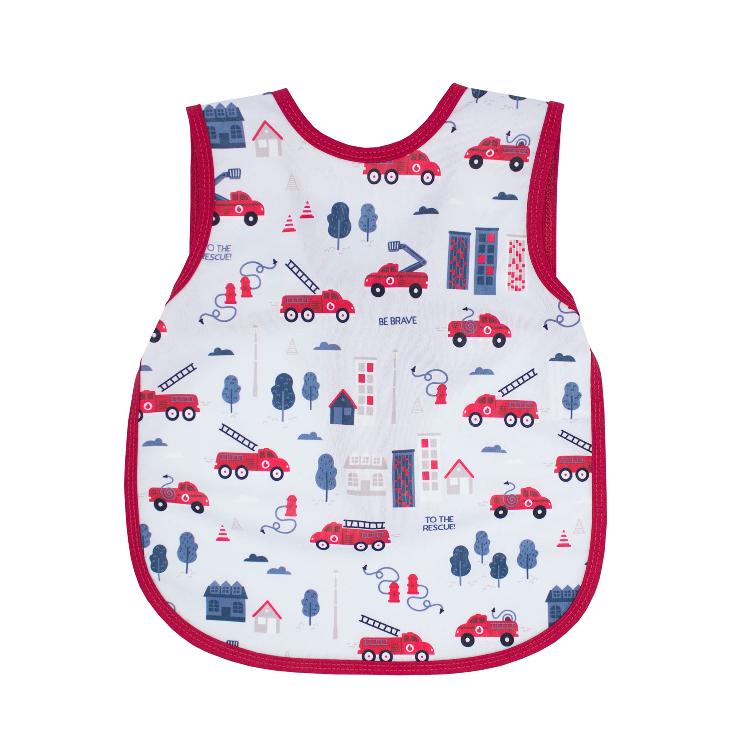 BapronBaby Be Brave - Firefighter Bapron - No Neck Tie Safer Bib for Baby & Toddler - Soft Waterproof Stain Resistant - Machine Washable - Sz Baby/Toddler 6m-3T