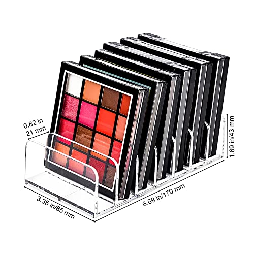 JessLab Eyeshadow Palette Makeup Organizer, Acrylic 7-Section Divided Make up Organizers and storage for Bathroom Vanity Countertop, Transparent, S