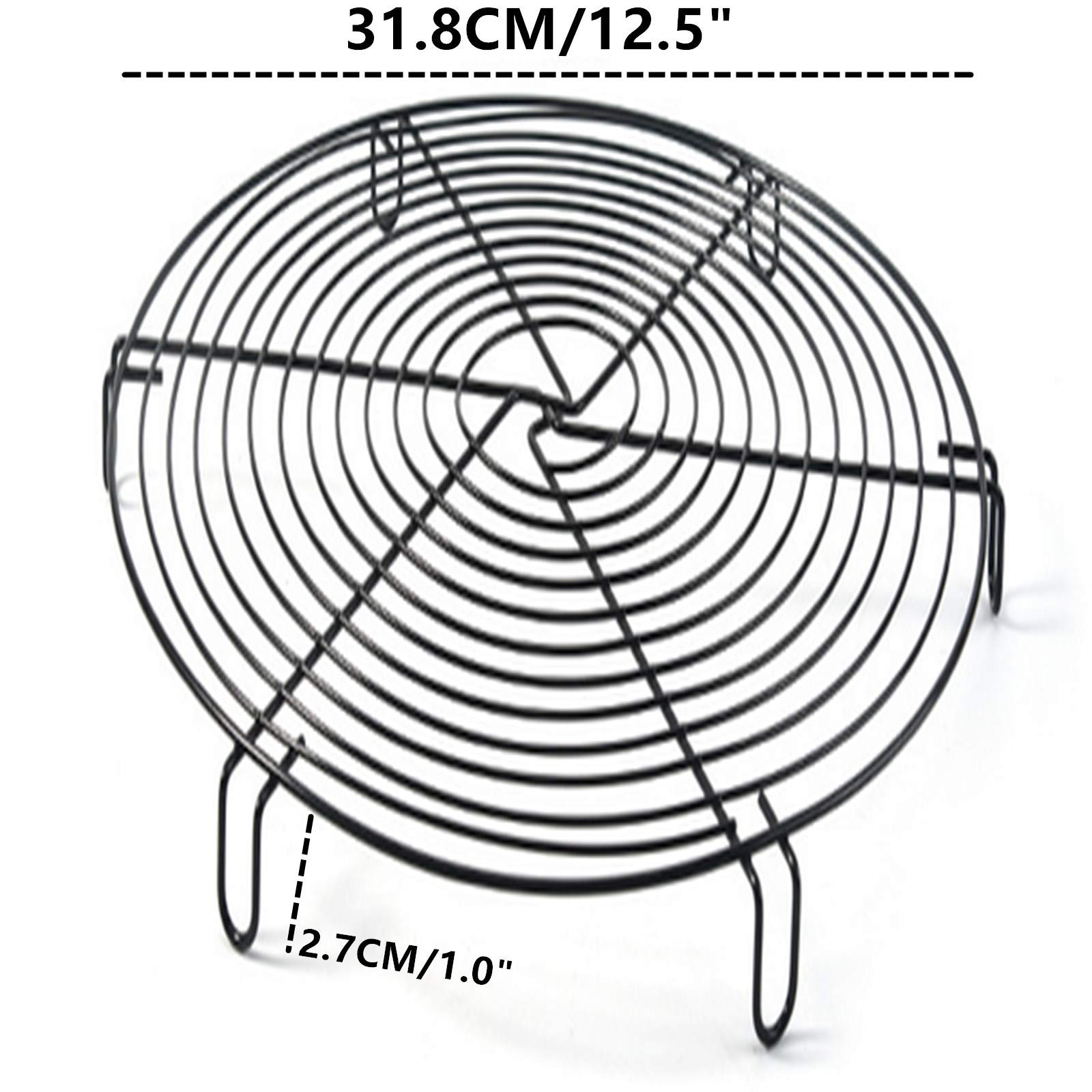 12-1/2 Round Cake Cooling Rack, Stainless Steel Baking And Steaming Rack, Used For Air Fryer Pressure Cooker (Black 2 Pieces)