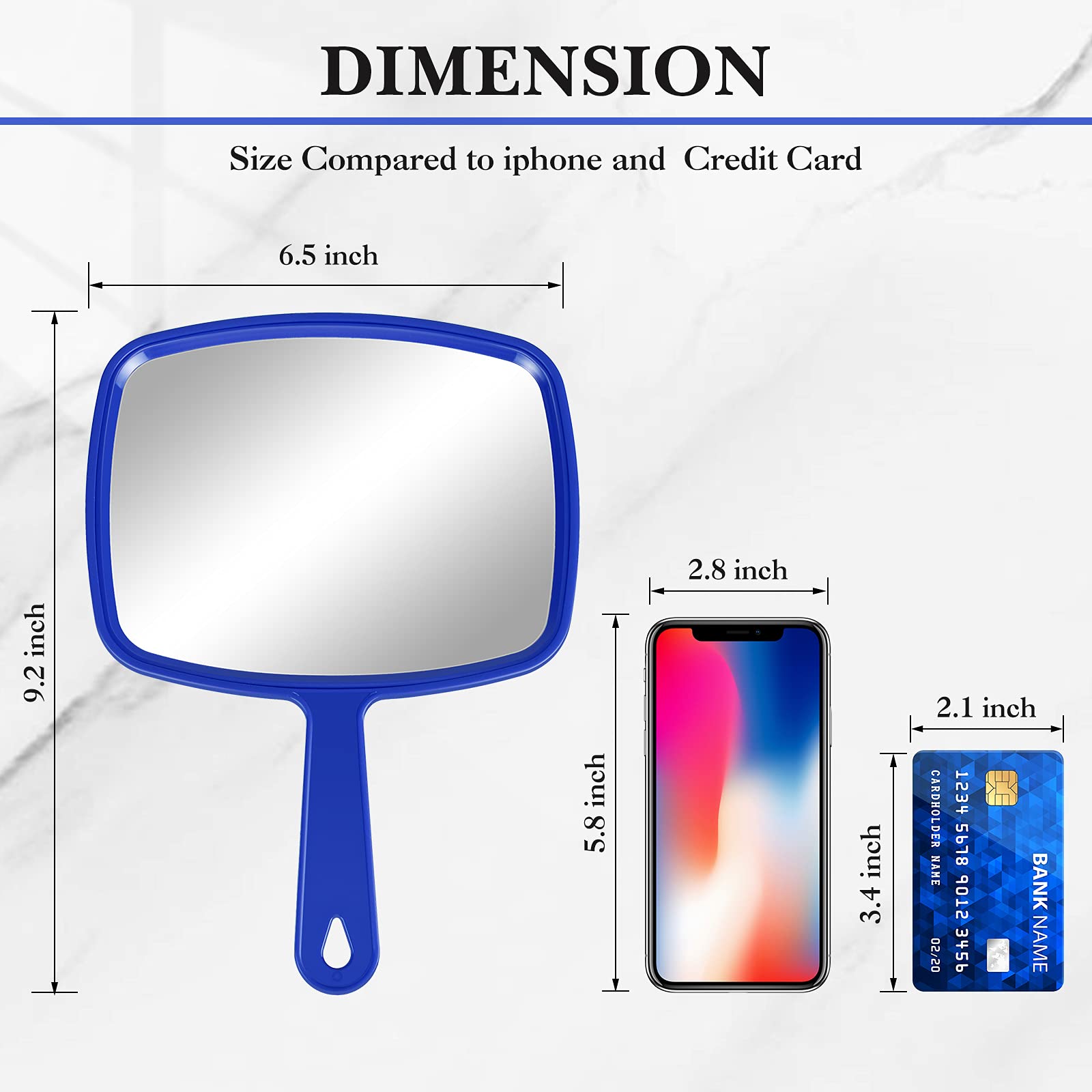 Jetec 3 Pieces Hand Handheld Cosmetic Mirrors with Handle, Portable Vanity Mirrors for Travel, Home, and Salon Use(9.17 x 6.53 Inch,Red, Black, Blue)