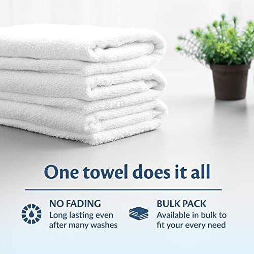 Car Care Essentials Wash Dry and Detail Towels, Set of 12, White, 100% Ring Spun Cotton, 16” X 27”, 4.25 lbs. per dz. Heavy Thick, Premium Multi-Purpose Towels