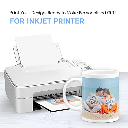 A-SUB Waterslide Decal Paper for Inkjet Printers 25 Sheets White Water Slide Transfer Paper 8.5x11 in for DIY Tumbler, Mug, Glass Decals