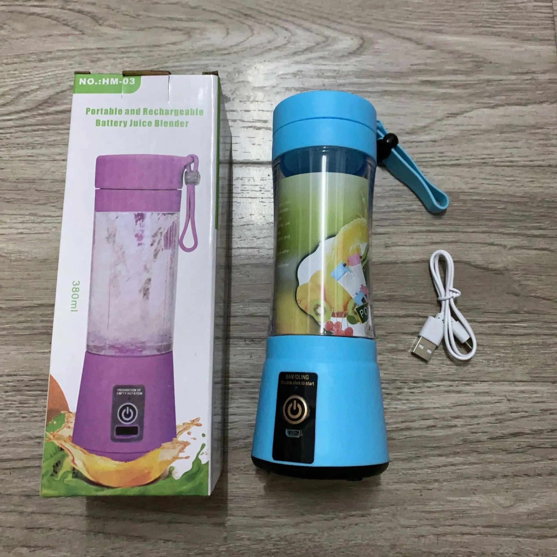 16oz Portable Blender, USB Rechargeable Personal Size Blenders, Smoothie Blender with 6 Blades for Protein & Shakes, Mini juicer with Extra Handle Lid for Travel Sports Outgoing