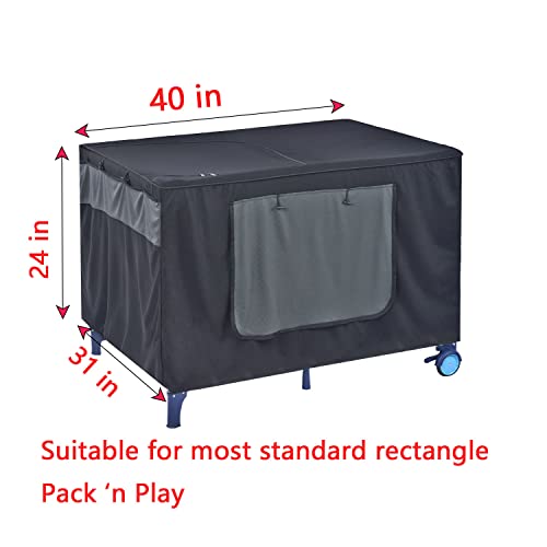 QXSMAHP Pack N Play Blackout Cover Crib Blackout Cover Stretchy Breathable Pack N Play Cover for Baby Provide More Cozy Dark Sleep Space (Black)