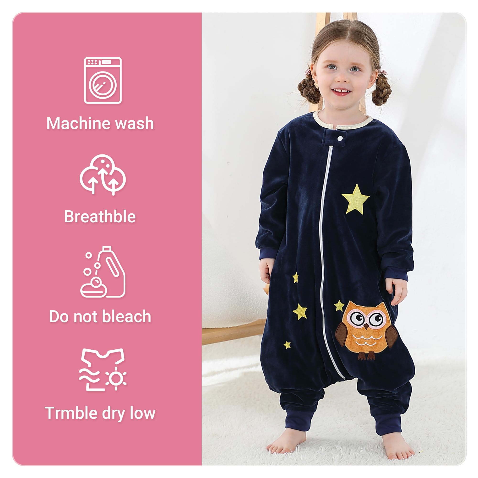 MICHLEY Baby Sleeping Bag Sack Long Sleeve with Feet Winter Swaddle Wearable Blanket for Boys Girls,Owl,1-3Years