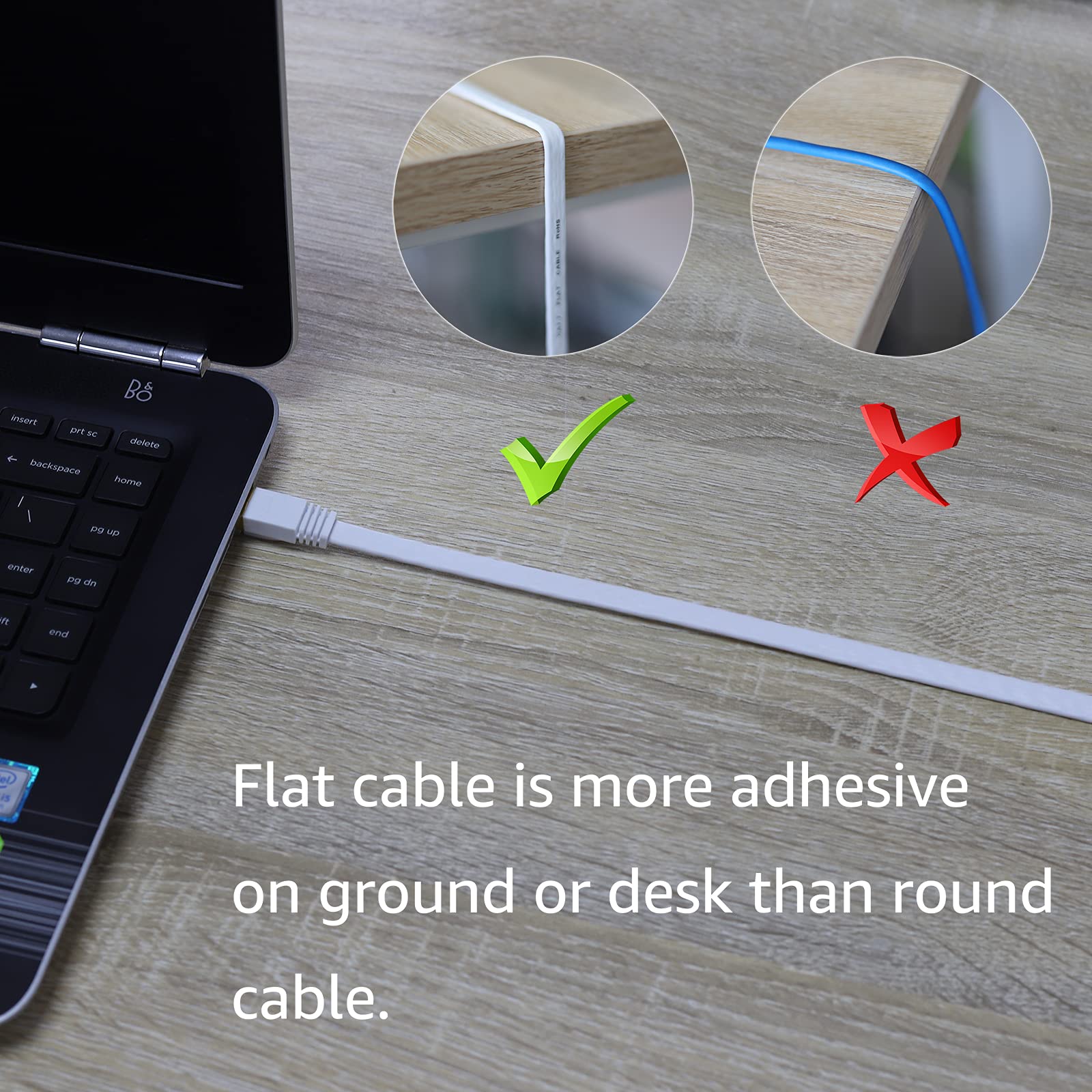 DEFACE Cat 8 Ethernet Cable 100 Ft White Flat 40Gbps High Speed Shielded RJ45 LAN Cable