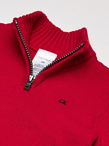 Calvin Klein Boys' 3-Piece Sweater Set with Matching Woven Button-Down Shirt and Pants, Red Block, 18 Months