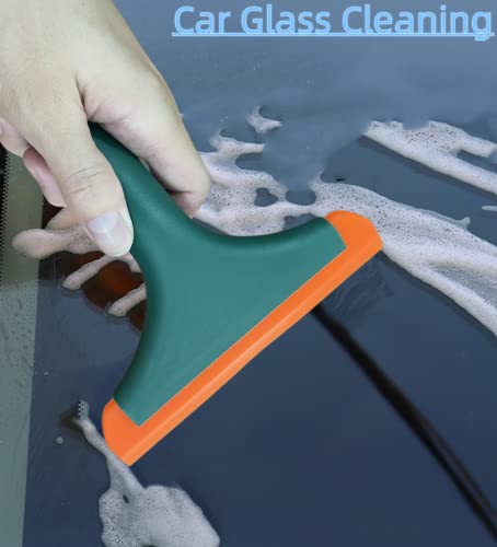 2 Pcs Silicone Squeegee, Handheld 6 inch Super Soft Small Silicone Glass Cleaning Squeegee,for Auto Glass Film,Bath Mirror,Windows,Glass Doors,Countertop Cleaning,Car Window (Dark Green)