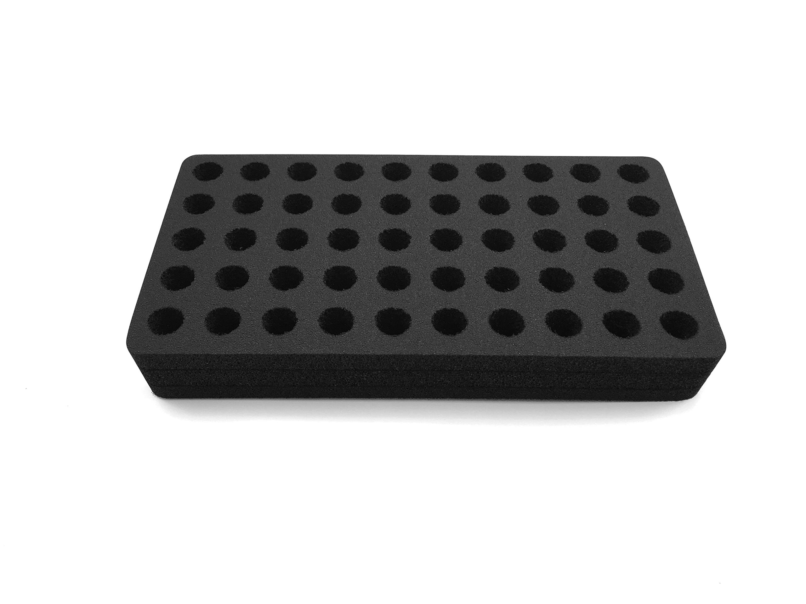 Polar Whale Centrifuge Vial Organizer Black Foam Storage Rack Stand Transport Holds 50 Vials Fits up to 12mm 2ml Diameter Tubes
