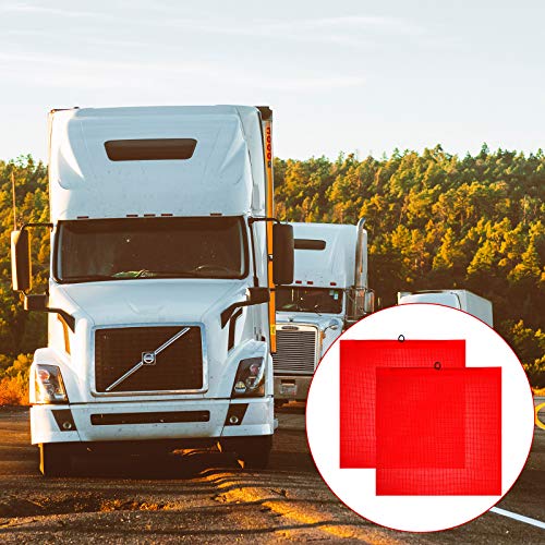 2 Pieces 18 x 18 Inch Safety Flags with Wire Loop Mesh Safety Flag Warning Flag Trailer Safety Flag for Truck and Pedestrian Crossings (Deep Red)