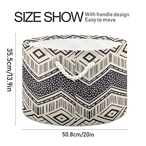 ALAZA Geometric Ethnic Striped Pattern Gypsy Mexican Folk Storage Basket Gift Baskets Large Collapsible Laundry Hamper with Handle, 20x20x14 in