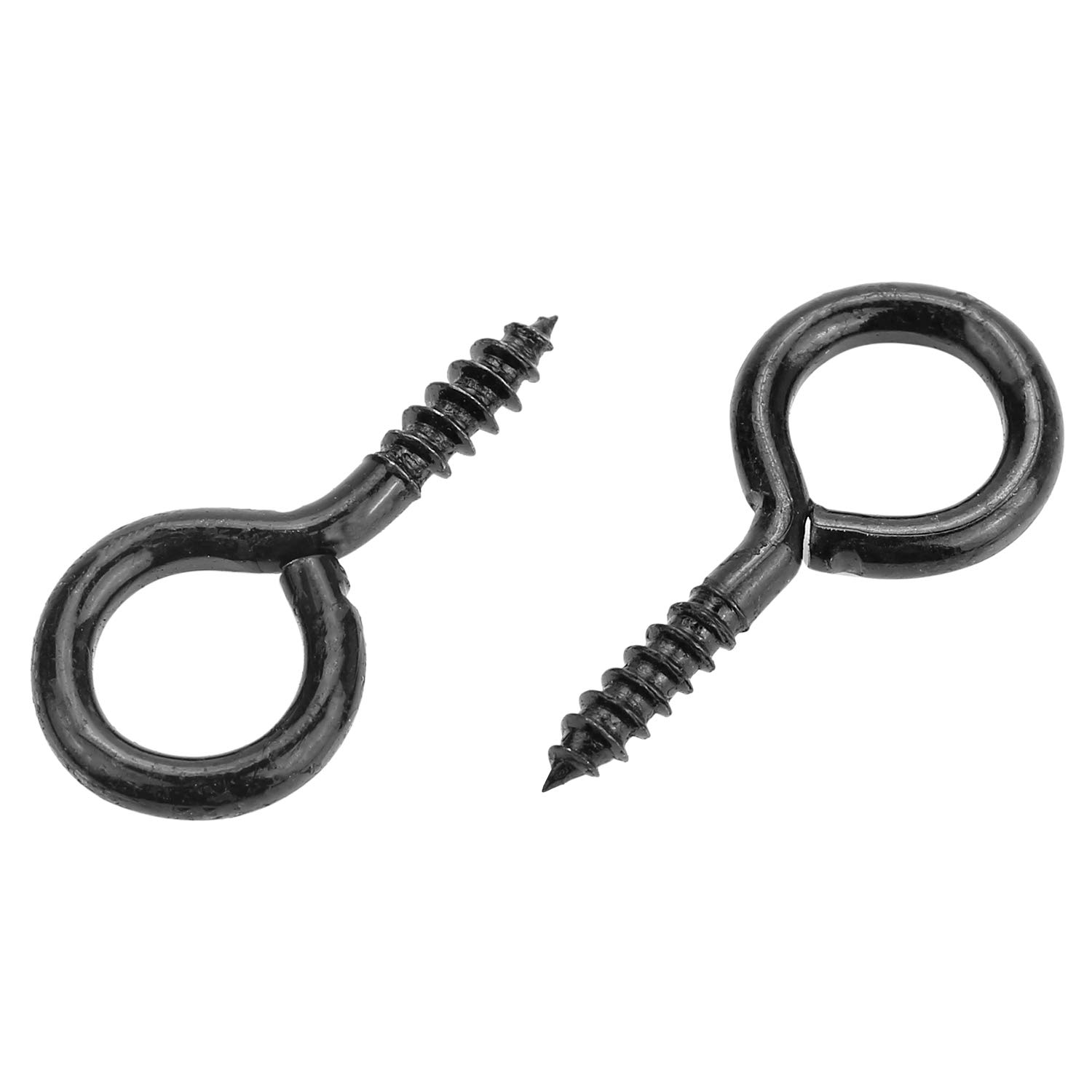 Powlankou 160 Pieces 1 inch Screw Eyes, Black Zinc Plated Steel Screw Eyes, Self Tapping Screw Hooks, Metal Eye Hooks, Eyelet Screws