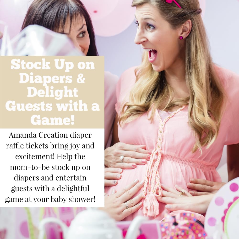 Amanda Creation Rustic Boho Watercolor Succulents, Pine, and Feathers Diaper Raffle Tickets for Baby Showers, 20 2" X 3” Double Sided Inserts, Bring a Pack of Diapers to Win Favors &