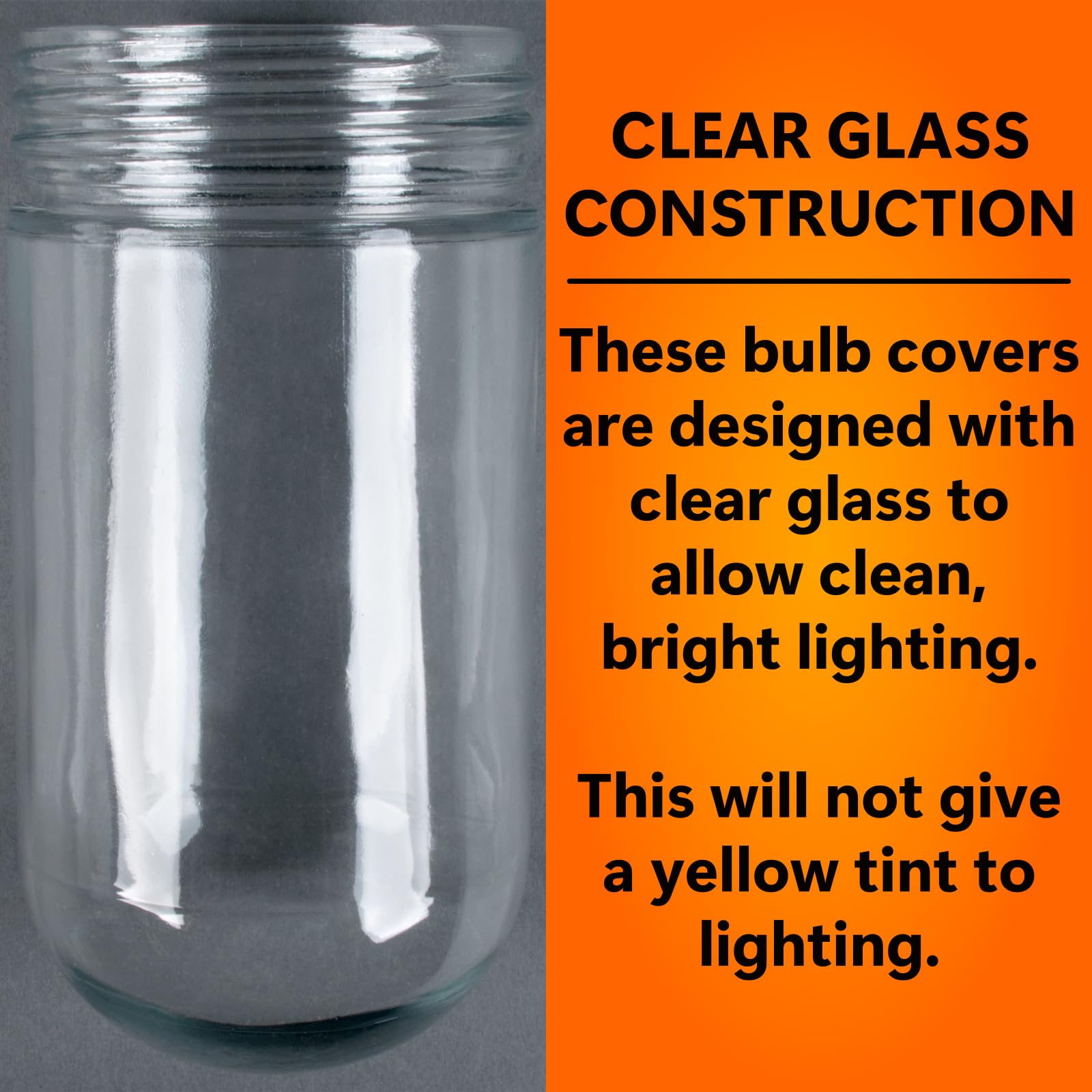 2-Pack Glass Globe Light Bulb Cover for Walk in Refrigerators, Light Bulb Protector Cage for Hood Bulbs, Light Bulb Covers for Bare Bulb 31902 by FryOilsaver Co CHG L10-X006