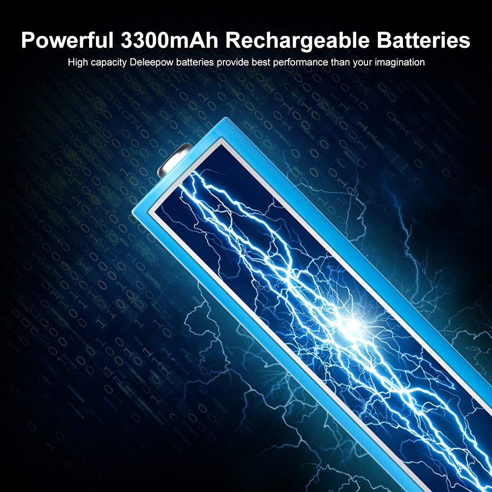 Deleepow AA Rechargeable Batteries NiMH, 3300mAh High Capacity Pre-Charged Double A Battery, 1.2V Low Self Discharge, Pack of 16