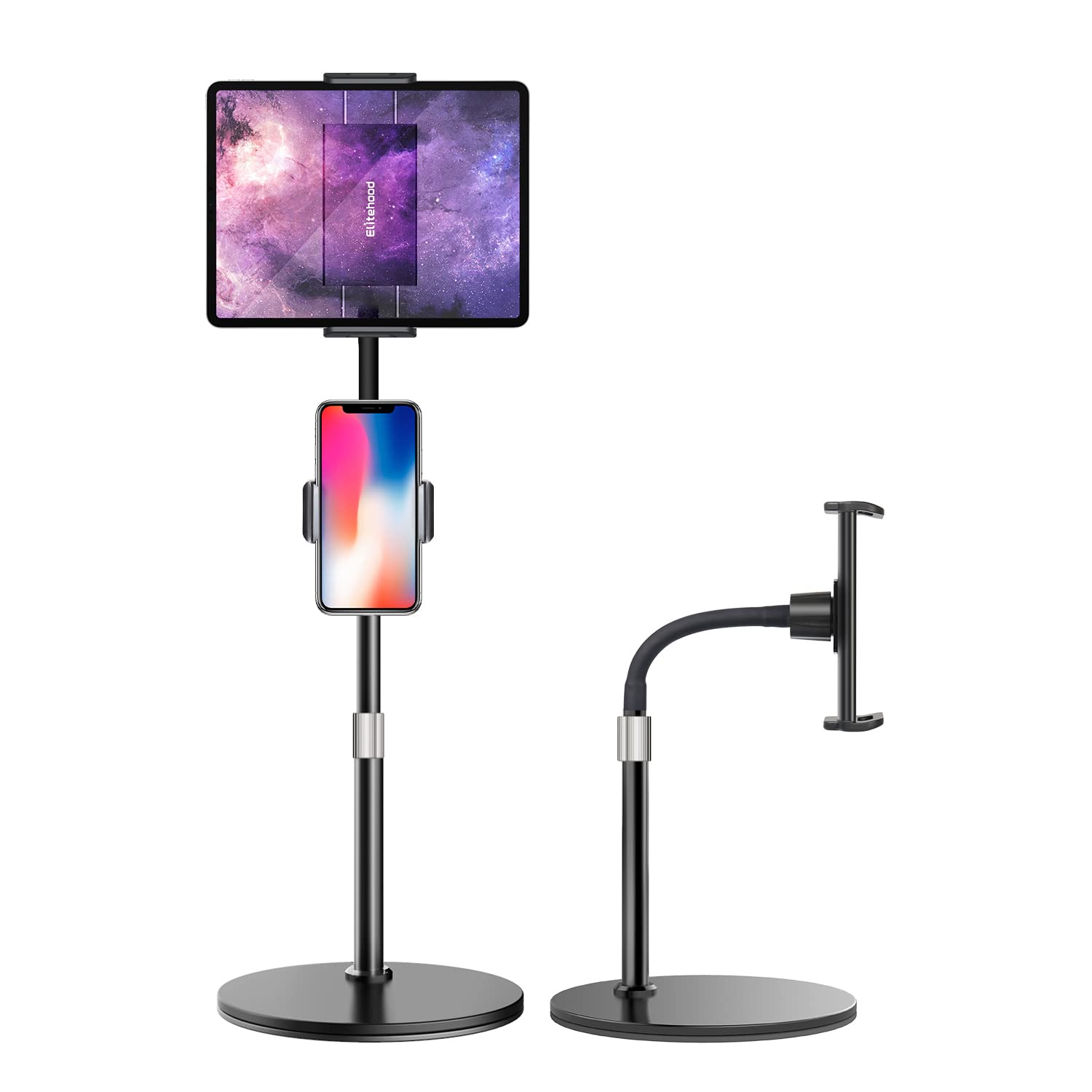 elitehood Tablet Stand Holder, Angle Height Adjustable Phone & Tablet Holder for Desk, Thick Case Friendly iPad Holder Stand Compatible with 4.7-13" iPad, iPad Pro 12.9 Air Mini 4, Tab, Nexus, Kindle
