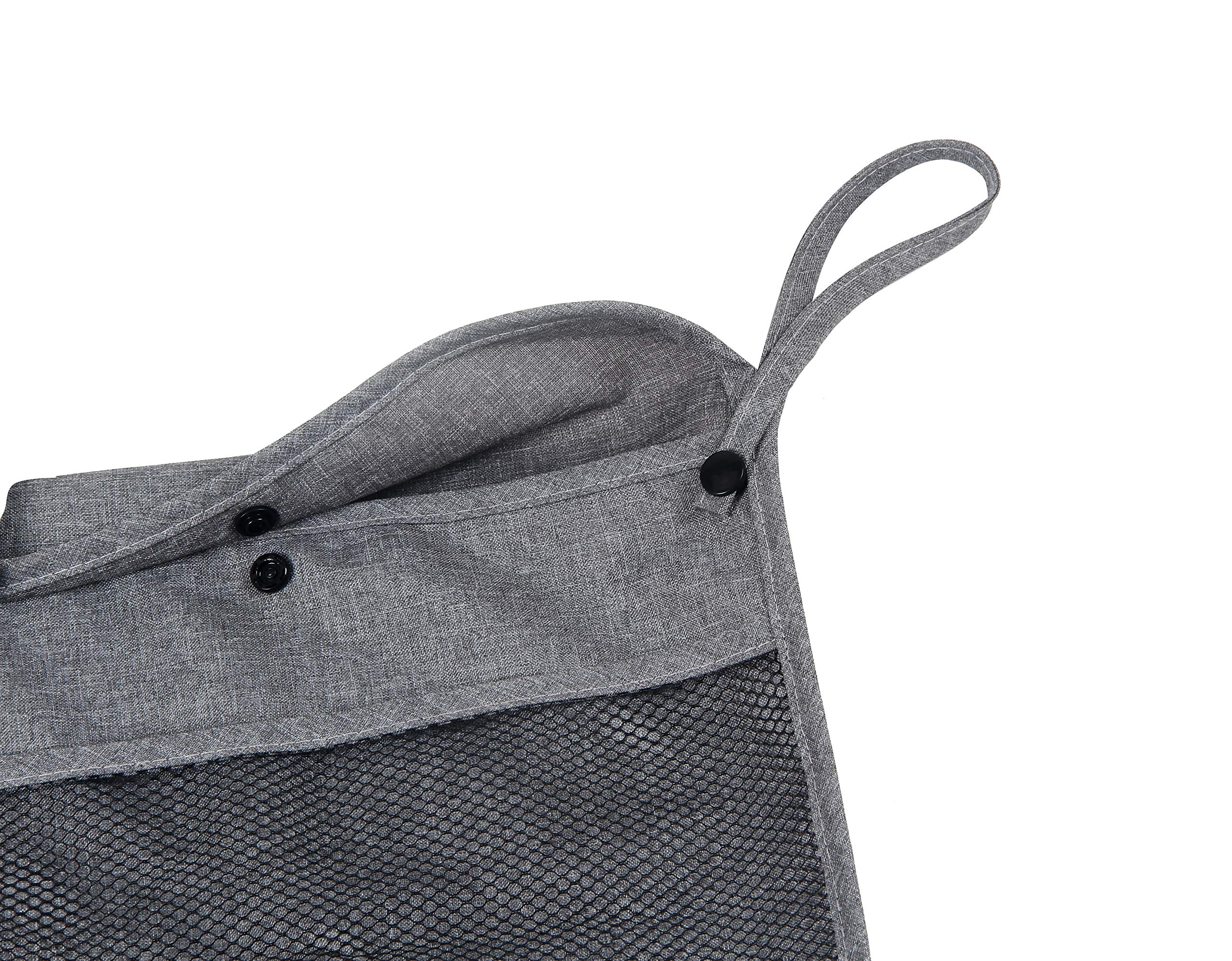 Eunika Baby Stroller Organizer Storage Bag (3 Pcs), Kid Stroller Accessories Travel Hanging, Snap Button Dual Layered Pocket Pram Accessories, Free Gifts Stroller Hooks Black Stroller Mesh Bag