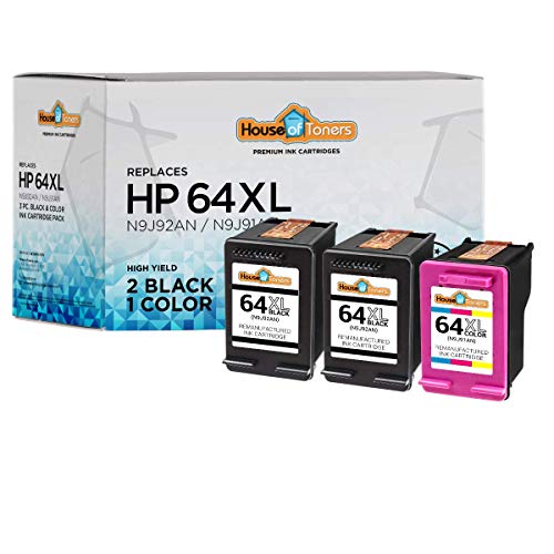 Houseoftoners Replacement for HP64XL HP 64XL Ink for HP Envy Photo 6232 6252 6255 6258 7155 7158 7164 7800 7855 7858 7864 Envy 5542 (2B&1C, 3-Pack)