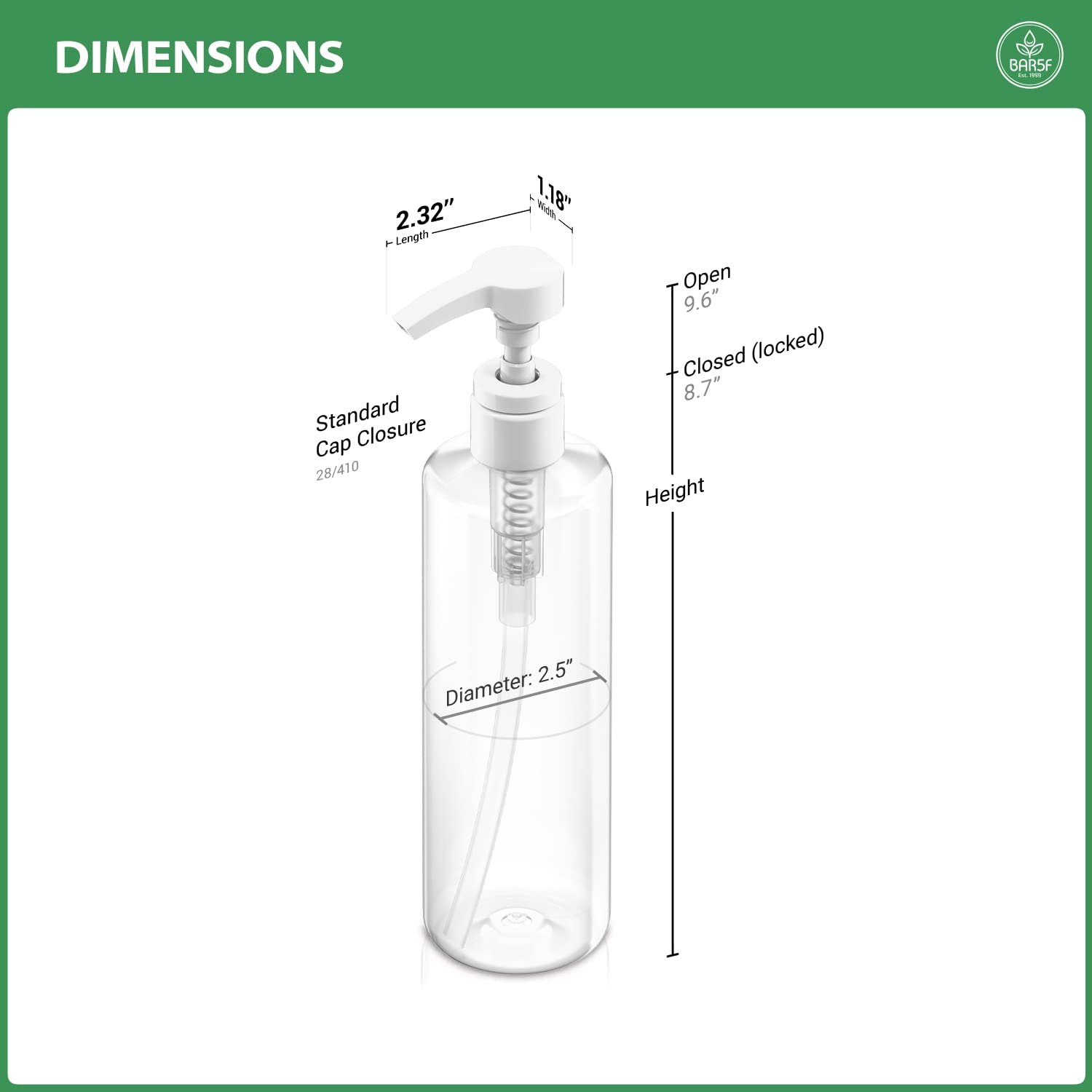 Bar5F 16-Ounce Pump Bottles for Shampoo and Conditioner BPA_Free Heavy-Duty Cristal-Clear Lotion Body Wash, 2-Pack