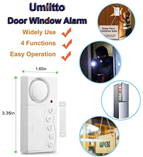 Fridge Door Alarm with Delay Upgrade 3/15/30/60 Seconds Security Window/Door Alarm for Home Safety Loud 108dB Freeze Door Open Chime Refrigerator Alert (1 Set)
