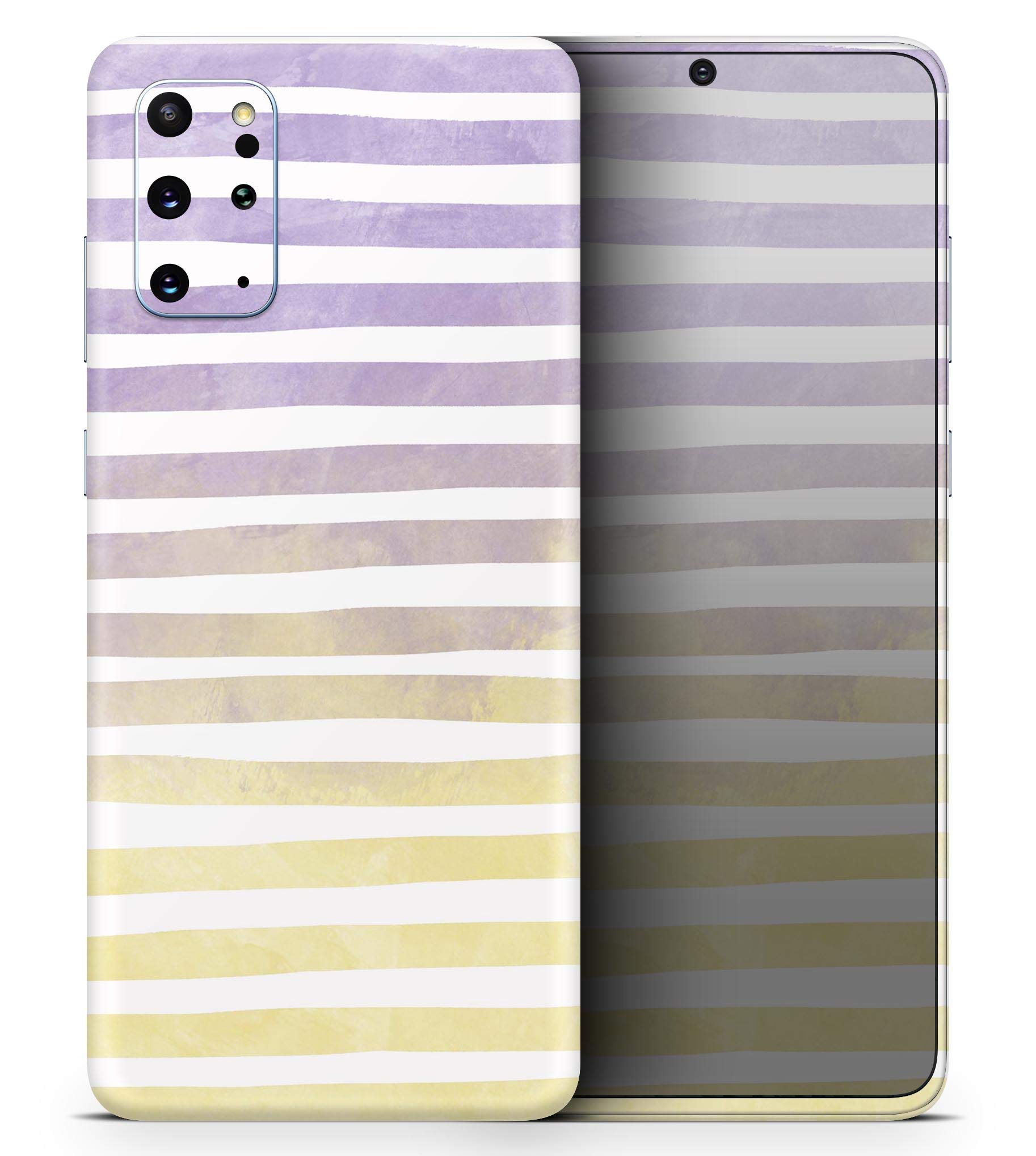 DesignSkinz Purple to Yellow Watercolor Ombre Stripes Protective Vinyl Decal Wrap Skin Cover Compatible with The Samsung Galaxy S20 (Screen Trim & Back Glass Skin)