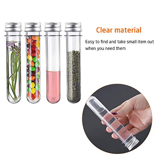 Acrux7 30 Pack Clear Plastic Test Tubes with Screw Caps, 45ml Clear Botanical Bath Salt Tubes 1x5 inch for Beads, Gumball, Candy Storage, Decorate(25x140mm)