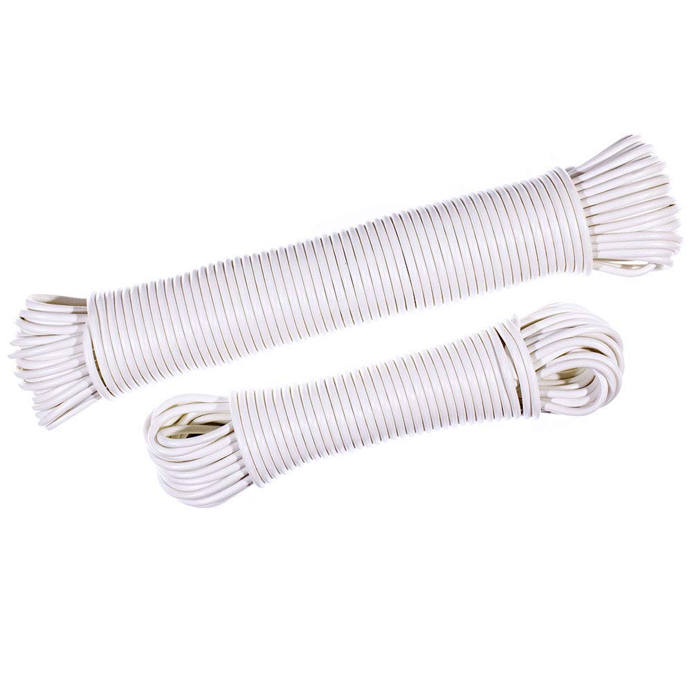 5/32 Inch Clothesline - Plastic Clothes Line - All Purpose Laundry Line Dryer Rope for Outdoor, Indoor, Art, Crafting Projects - Fiber Reinforced Line - (50 Feet)