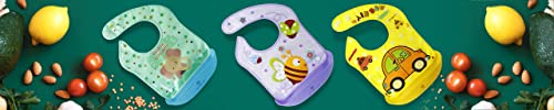 Amplim Baby Feeding Bib (3-Pack) Toddler/Baby Bibs for Eating. Waterproof, Adjustable, Lightweight. Eco-friendly PEVA material. BPA, Lead, Phthalate, Cadmium free