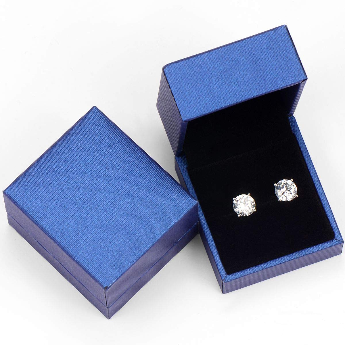18K Gold Plated Sterling Silver Cubic Zirconia Stud Earrings 3mm-8mm Options, Simulated Diamond CZ Studs Hypoallergenic Jewelry (6mm, 18K White Gold Plated Sterling Silver - Silver)