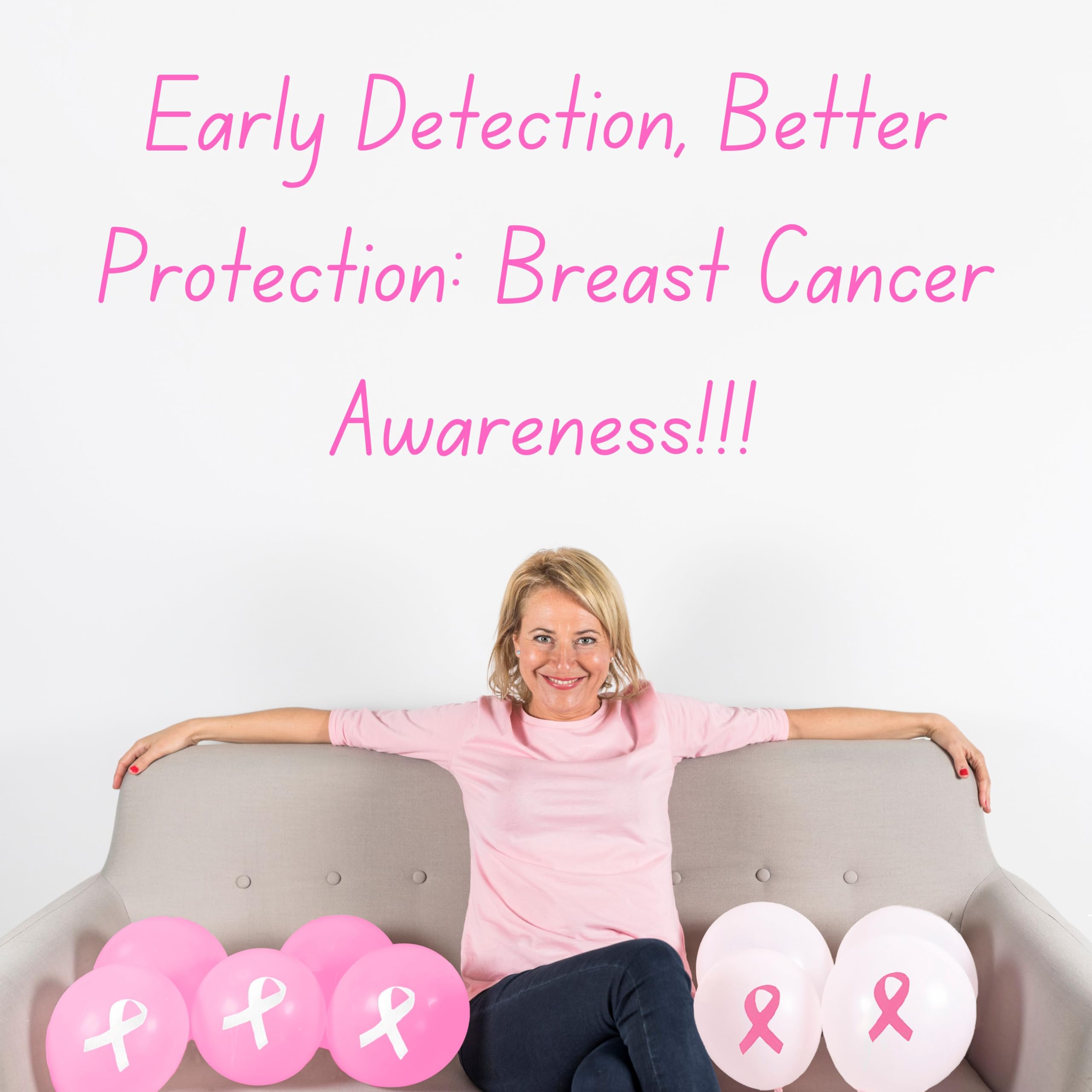 25 Pieces Pink Ribbon Balloon - Breast Cancer Awareness Balloons Set - 10 Inch Size (13 White, 12 Pink Balloons)