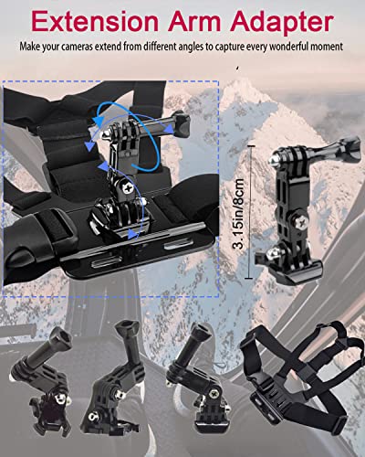 Accessories Set for GoPro Hero 11/10/9/8/7/6/5/4,New Quick Release Chest Mount Harness + Head Strap Mount + Extension Arm Straight Joint