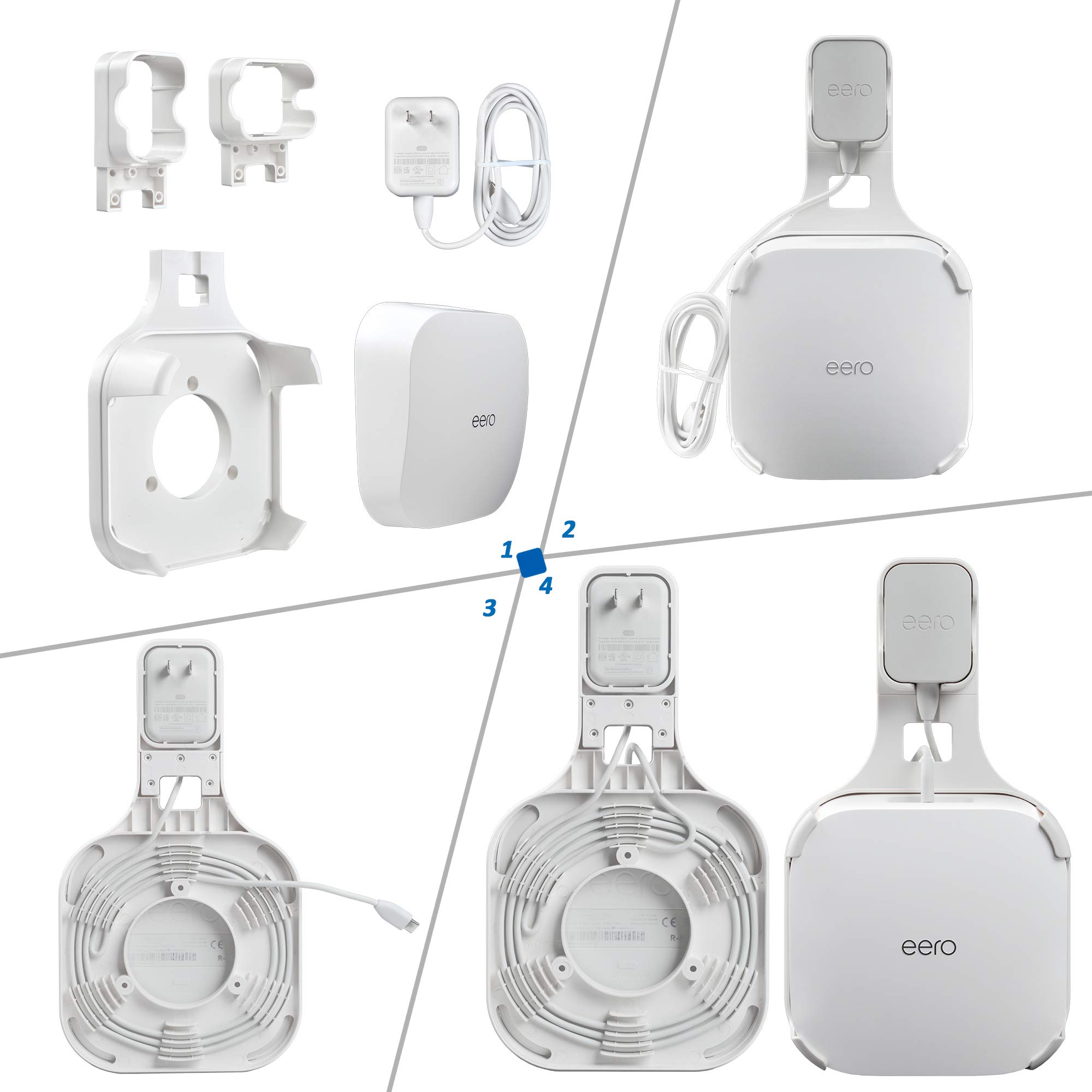 PETIMETI Wall Mount for EERO Pro 6 Mesh WiFi System, Space Saving Wall Mount Bracket for EERO Pro 6 Router with Cord Management and Easily Moved(3 Pack)