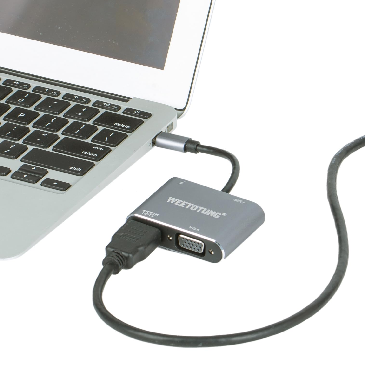 USB to Hdmi VGA Adapter Type-c 4 in 1 Hub to 100W PD 4K HDMI VGA and USB 3.0 Adapter Support Screen Projection and USB Multimedia Files Reading for Office iPad MacBook Pro/Air PC and Chromebook