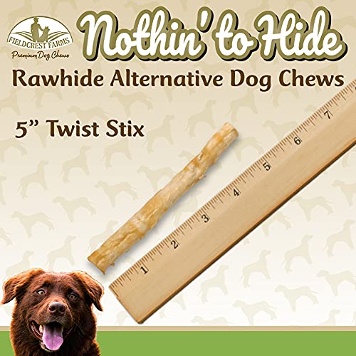 Fieldcrest Farms Nothing to Hide Natural Rawhide Alternative Twist Stix for Dogs - 3 Pack (30 Sticks) Premium Grade Easily Digestible Chews - Great for Dental Health (Chicken, Small Stix)