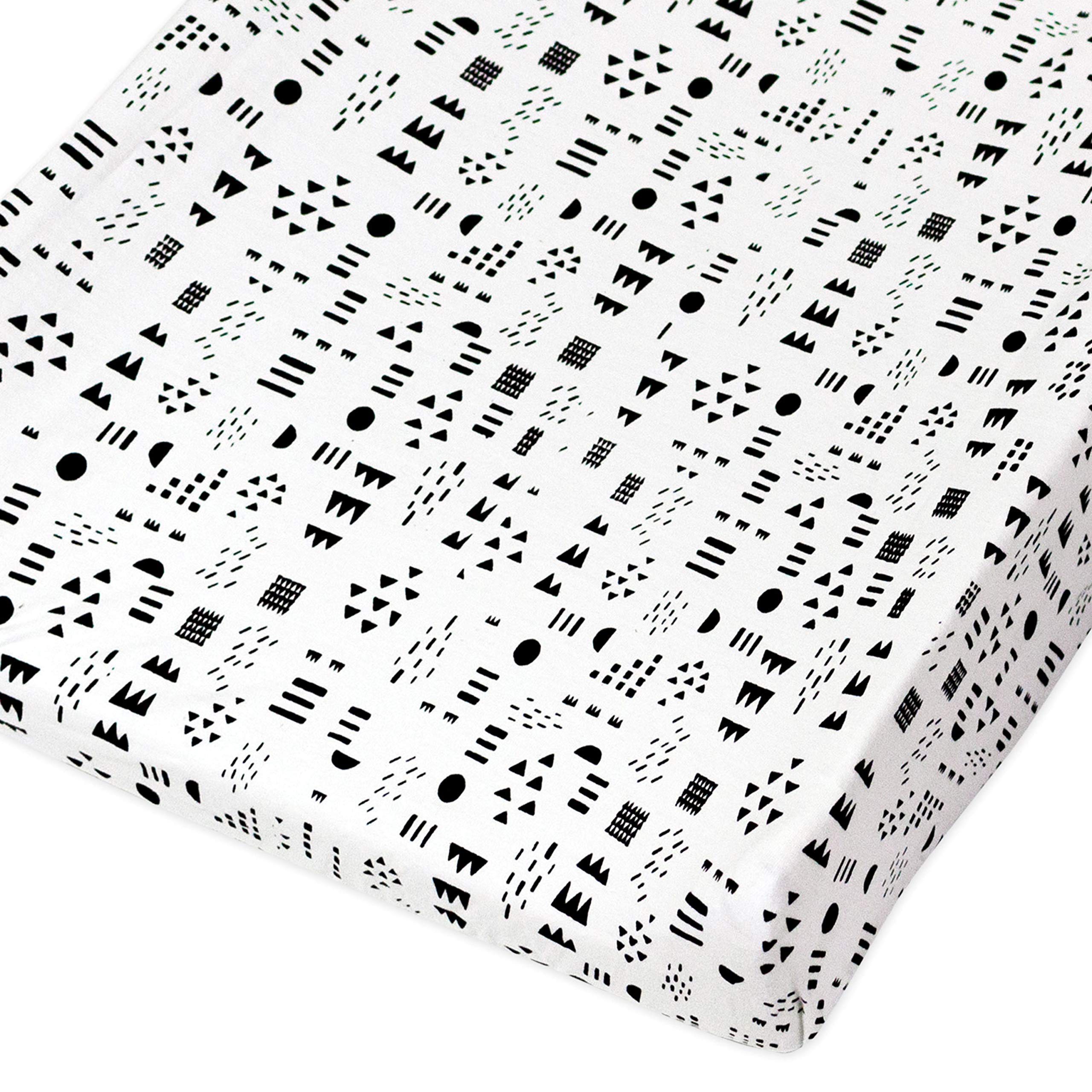 HonestBaby Organic Cotton Changing Pad Covers (Set of Two), Pattern Play/Heather Gray, One Size