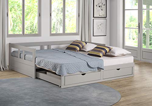 Alaterre Furniture Melody Extendable Bed Daybed, Dove Gray