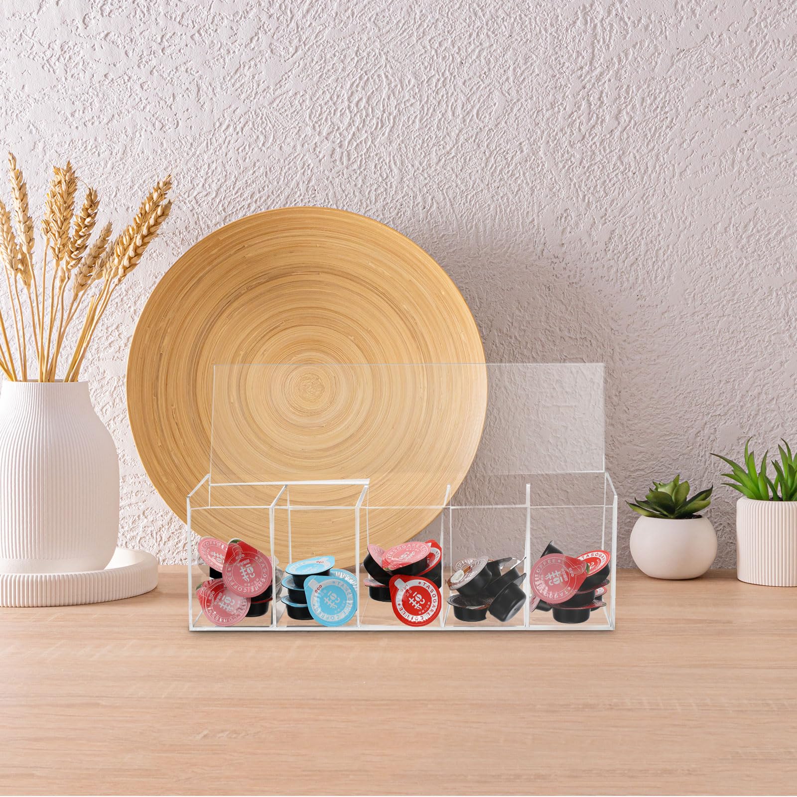 2 Pcs Coffee Pod Holder Box 14.76 x 4.8 x 4.8 Inches 5 Compartment with Lid Clear Acrylic Coffee Capsule Organizer Station for Coffee Bar Accessories Coffee Storage Organizer Box