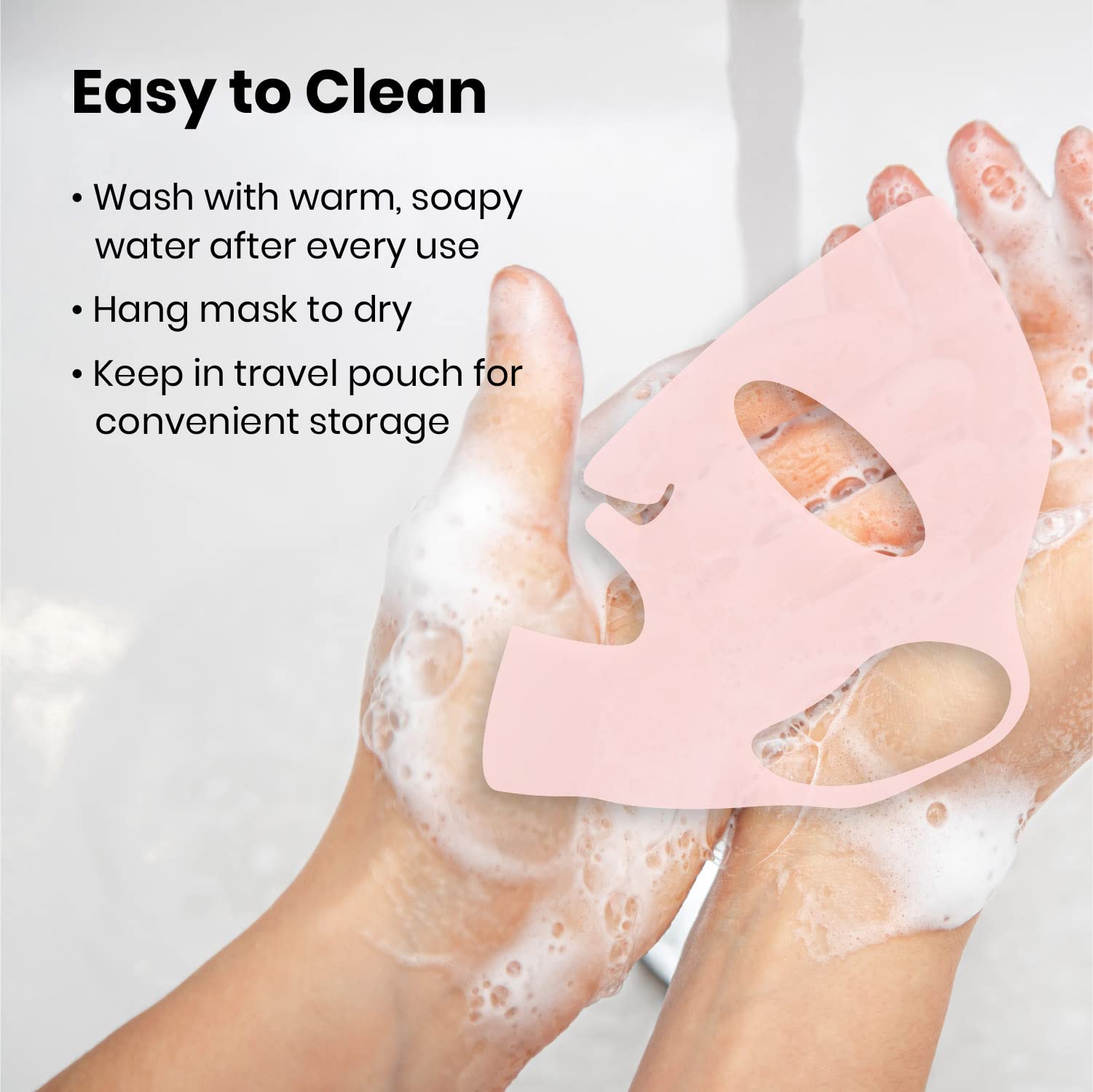 Lindo Silimask - Reusable Anti-Wrinkle Silicone Face Mask Holder for Sheet Masks, Moisturizing Facial Mask Cover, Prevent Evaporation, Beauty Face Tool, Travel Pouch Included, 2 Pack
