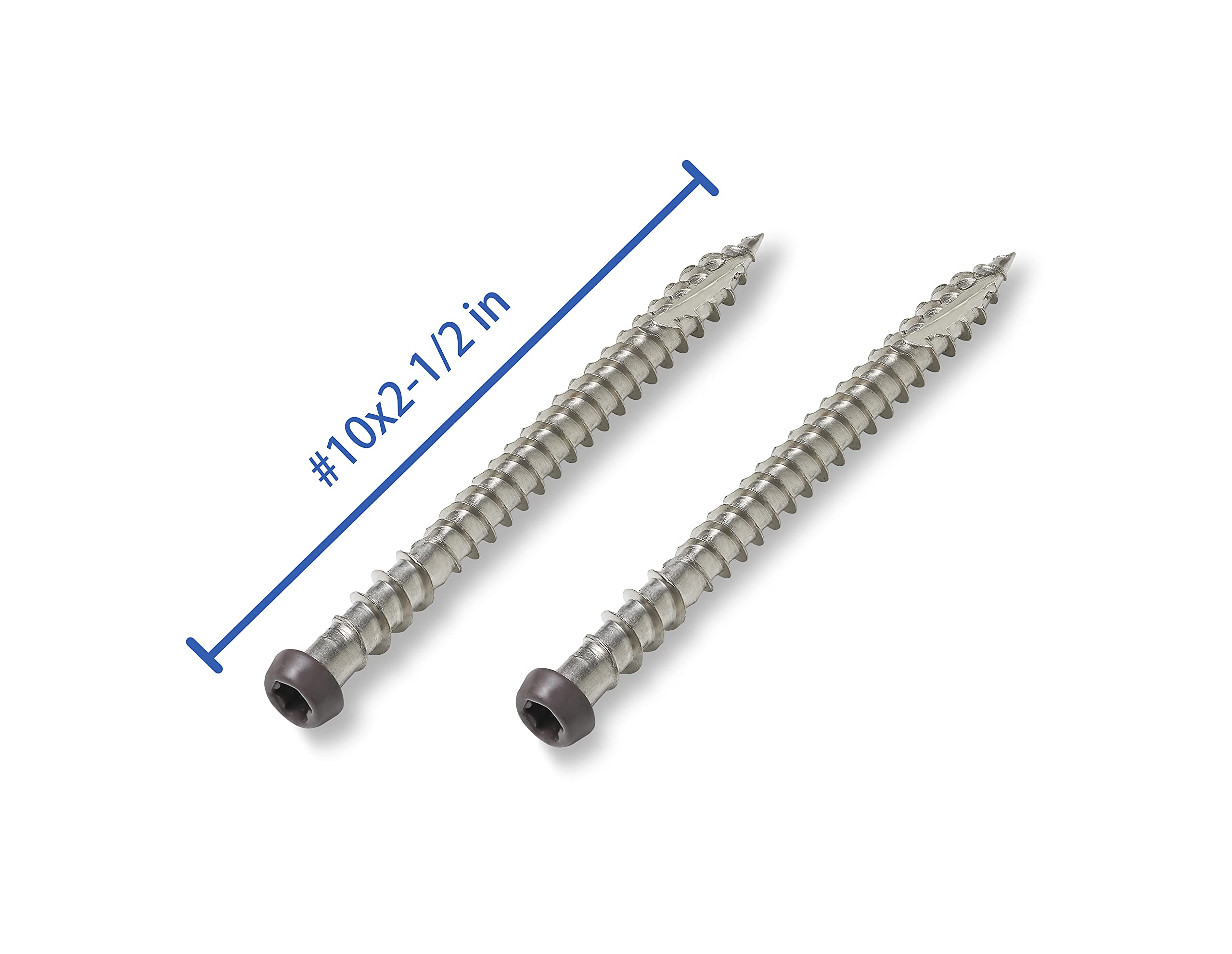 YYL,Composite Decking Stainless Steel Wood Screw, #10x2-1/2,Star Drive,Torx 20, Type 17 Slot Point,Wood Screw,1 Free Bit Included (#10x2-1/2, Dark Brown, 350)