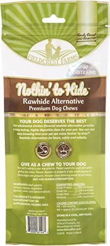 Fieldcrest Farms Nothing to Hide Natural Rawhide Alternative Twist Stix for Dogs - 3 Pack (30 Sticks) Premium Grade Easily Digestible Chews - Great for Dental Health (Chicken, Small Stix)