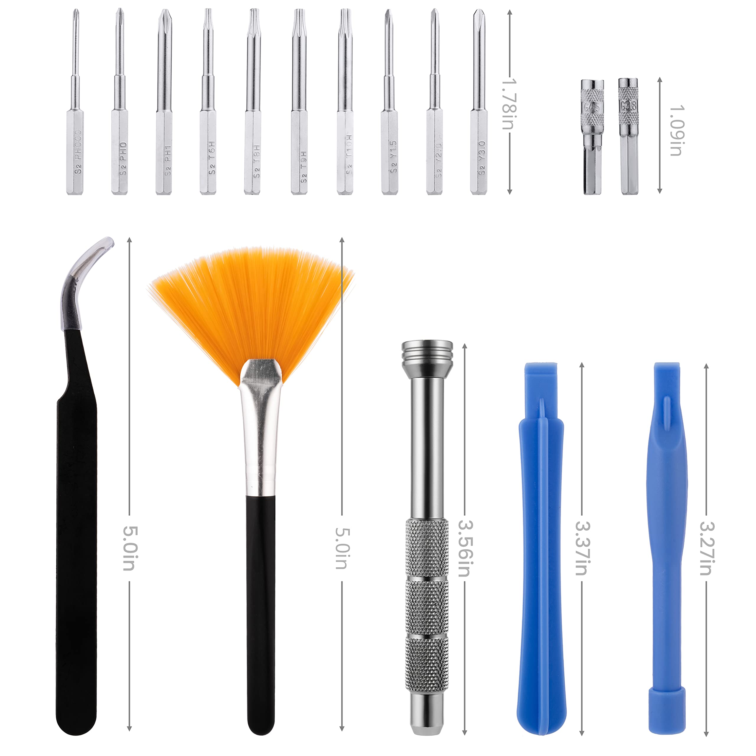 19 in 1 T8/T6 Screwdriver Set for Xbox One/for PS5/for PS4/Switch/for DS/for Wii/for GBA Controller and Console, Tri-Wing & Phillips & Torx Security Screwdriver Repair Tools Kit