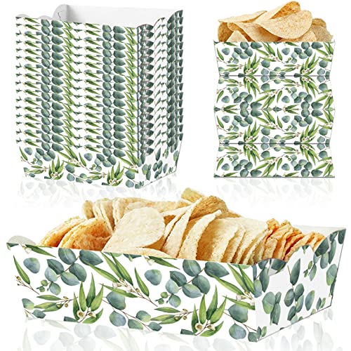 60 Pack Baby Shower Party Eucalyptus Leaf Birthday Party Supplies,Eucalyptus Leaf Food Tray Party Favors Paper Food Serving Tray Eucalyptus Leaf Paper Trays for Gender Reveal Baby Shower Party