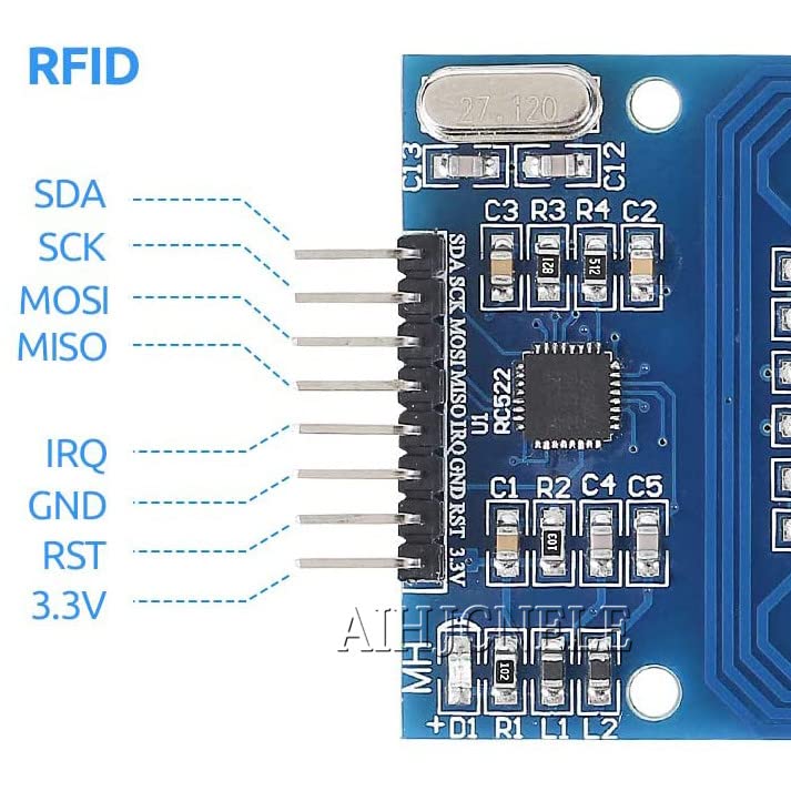 AIHJCNELE 2pcs RFID Kit Mifare RC522 Module IC Card Reader Read Proximity Sensor with S50 Blank Card Key Ring Dupont Cable for Arduino Raspberry MFRC-522 Automatic Door Module Access Cntrol Switch