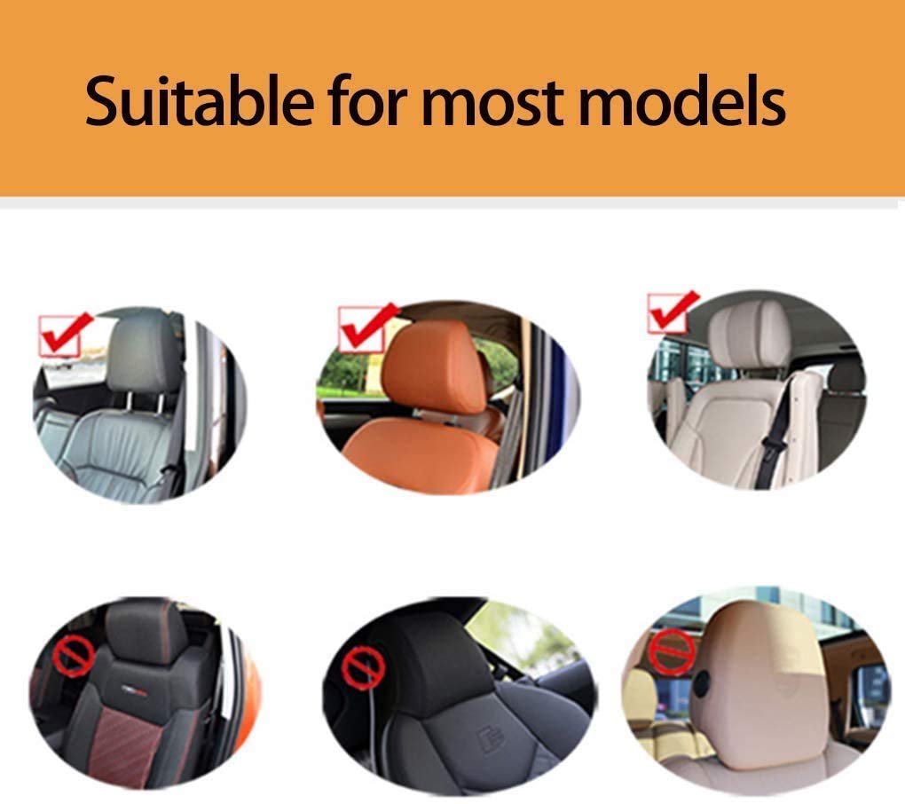 Car Seat Headrest Pillow, Support Neck Pillow Head Protection Cervical Spine Adjustable on Both Sides Telescopic Version PU Leather Universal for Kids Adults Travel(Beige)