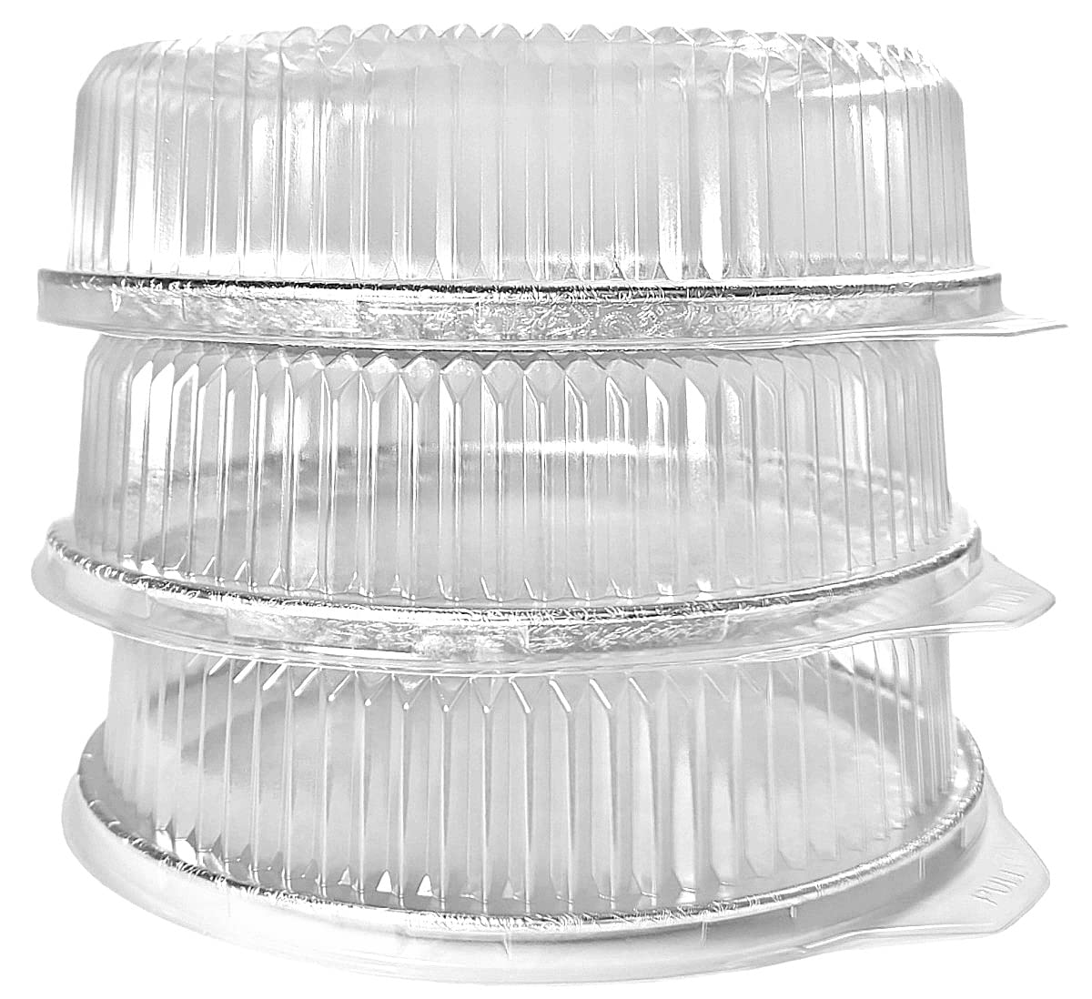 12" Round Flat Aluminum Foil Catering Tray w/Dome Lid - Disposable Cater Serving Pan (Pack of 10 Sets)