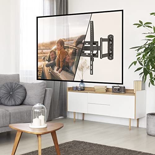 ELIVED Full Motion TV Wall Mount for Most 26-55 Inch Flat Curved TVs Up to 77 lbs, Swivel and Tilt TV Bracket with Articulating Arms, Perfect Center Single Stud Corner TV Mount, Max VESA 400x400mm