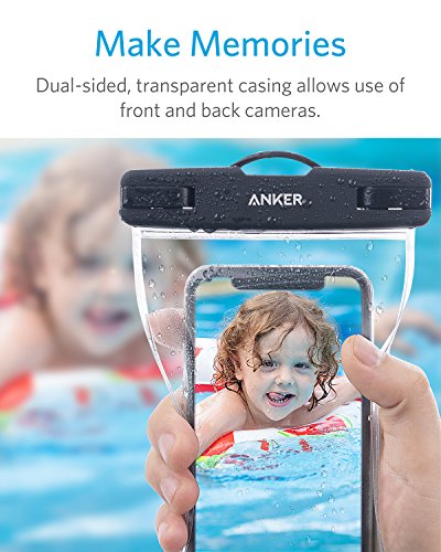 Anker Universal Waterproof Case, IPX8 Waterproof Phone Pouch Dry Bag for iPhone X / 8 / 8 Plus, Samsung Galaxy S8 / S7, Samsung Note Series, Google Pixel 2, up to 6 Inches—2 Pack